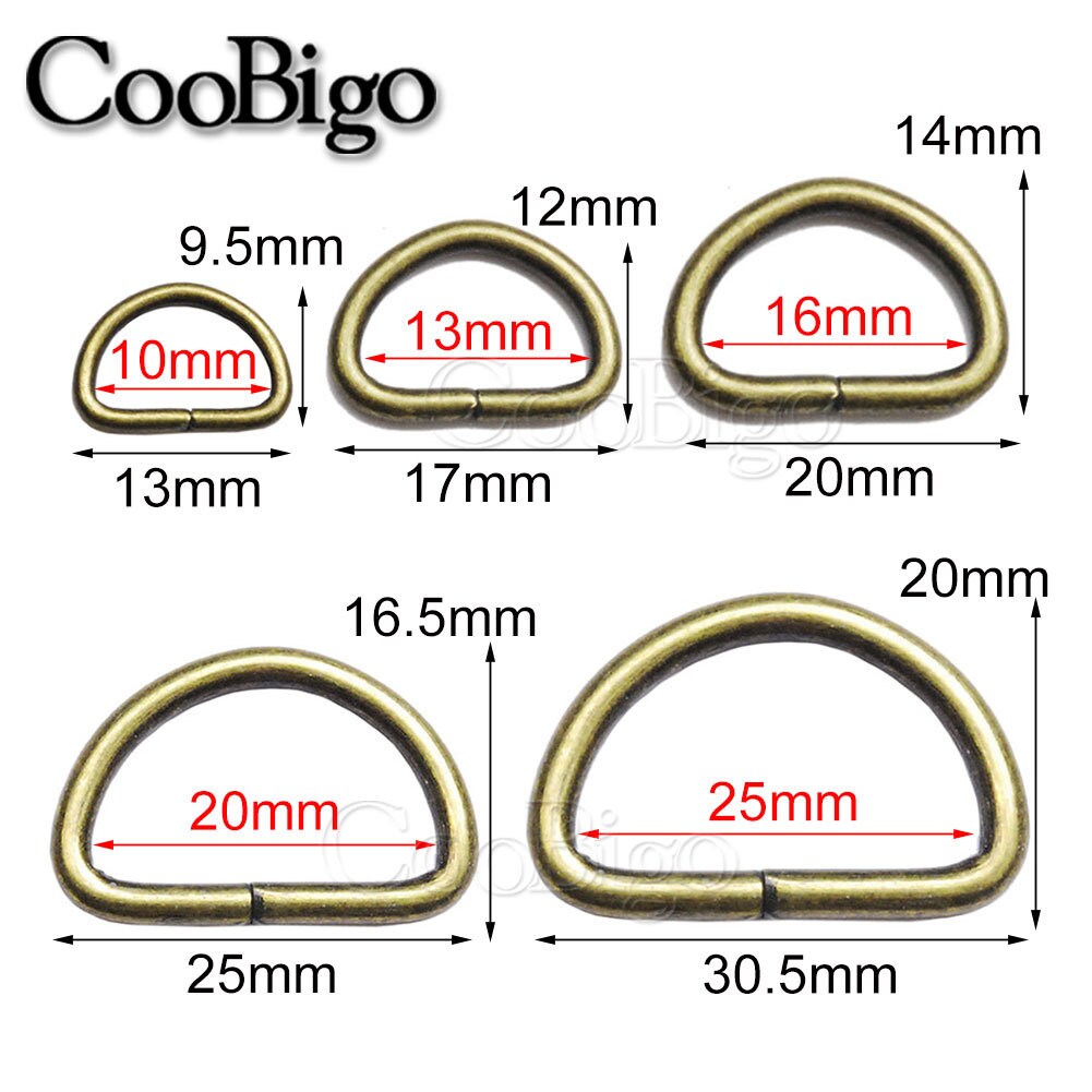 3/8" ~ 1" Metal Dee Ring D Shape Key Chain Buckle Webbing Backpack Bag ...