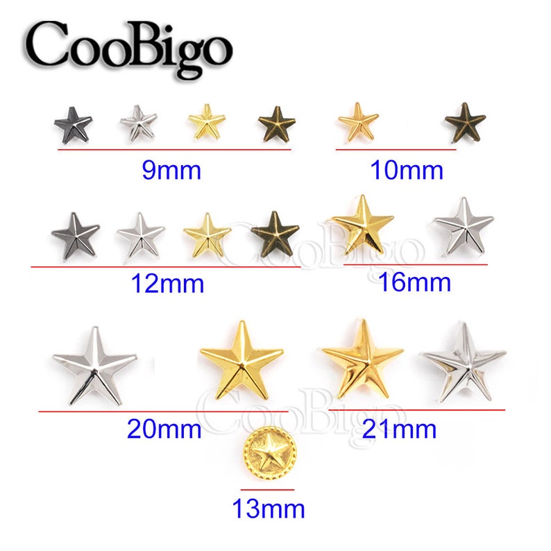 Star Shape Rivets Spike Studs 5 Claws Star Rivets Spots Nailhead Punk ...