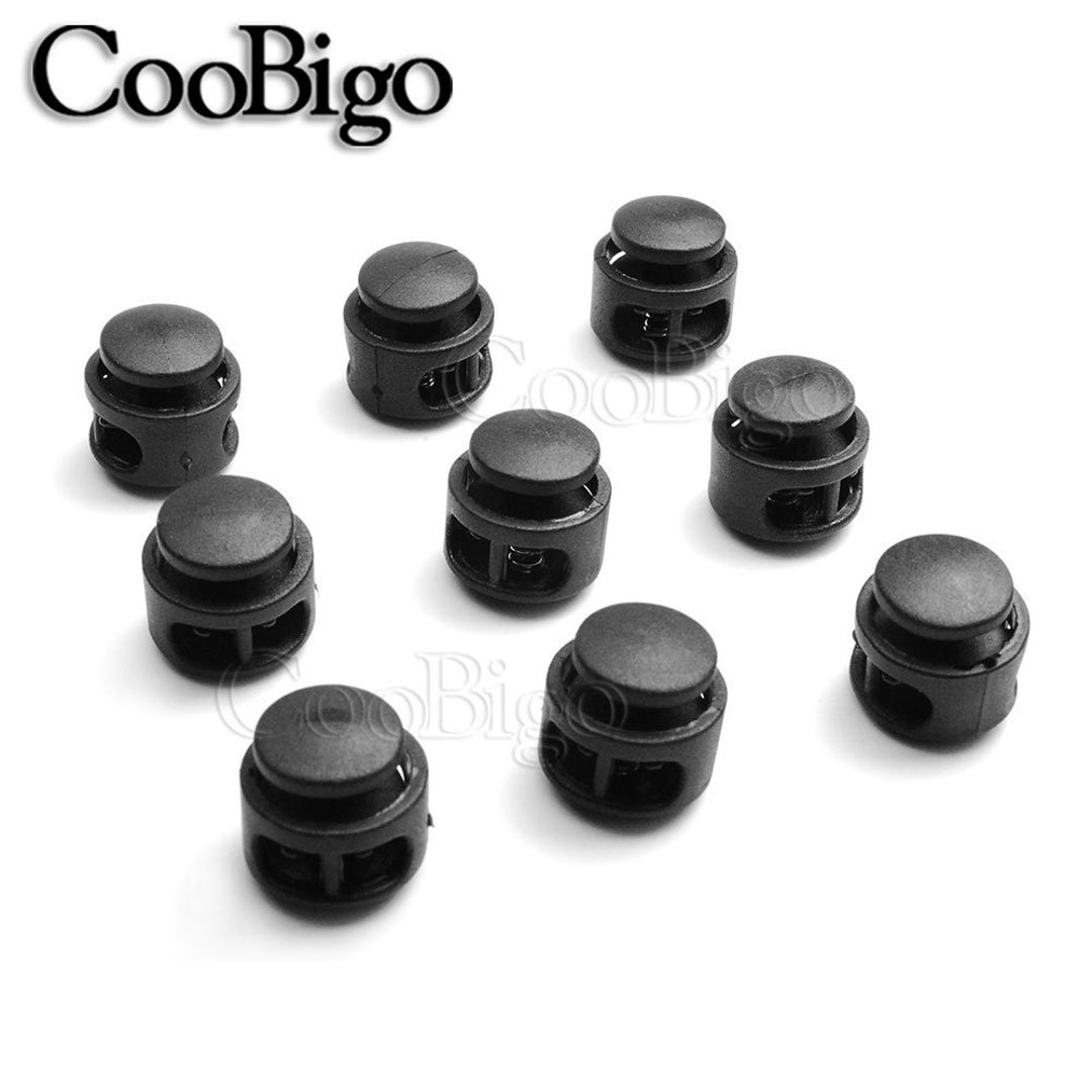 100x Cord Lock Ends Stopper Black 2 Hole Toggle Clip for DIY Face Mask ...