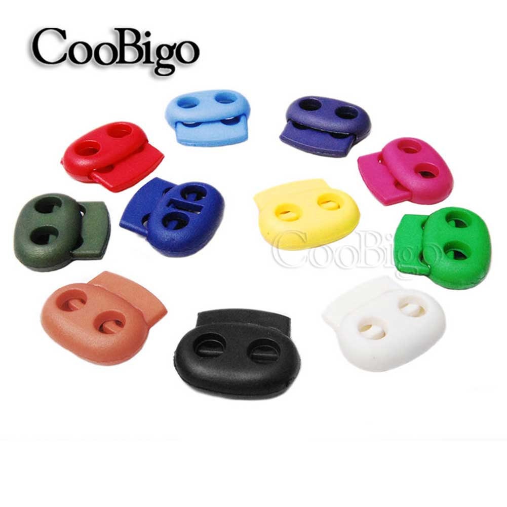 100x Assorted Color 5mm Hole Stopper Plastic Cord Lock Rope Ends Bean ...
