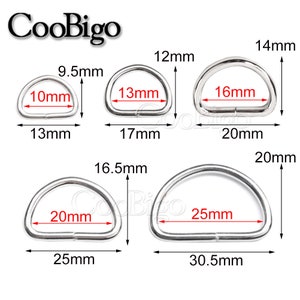 3/8" ~ 1" Metal Dee Ring D Shape Key Chain Buckle Webbing Backpack Bag ...