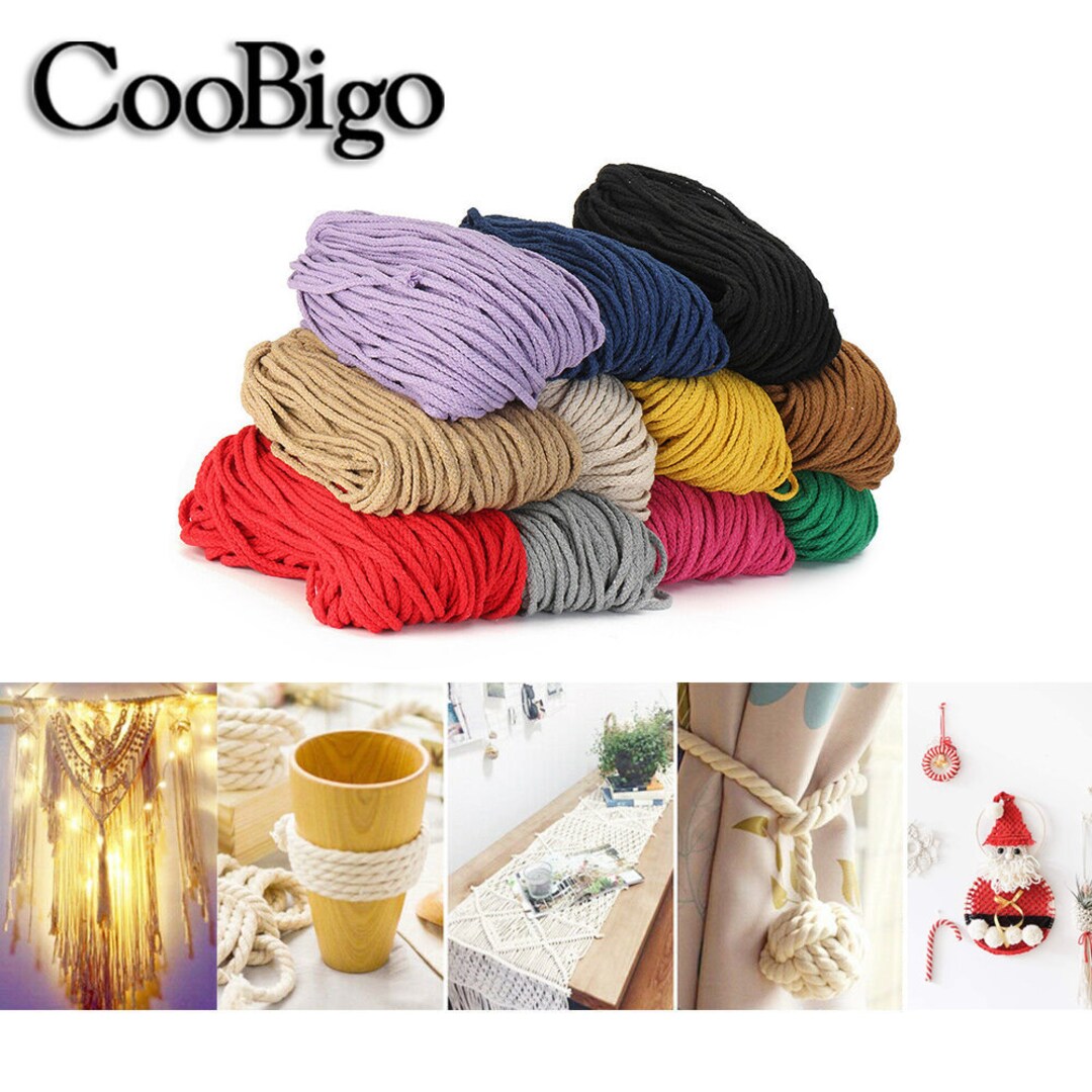 5mm Macrame Cord Braided Cotton Rope Twisted String Curtain Decor ...