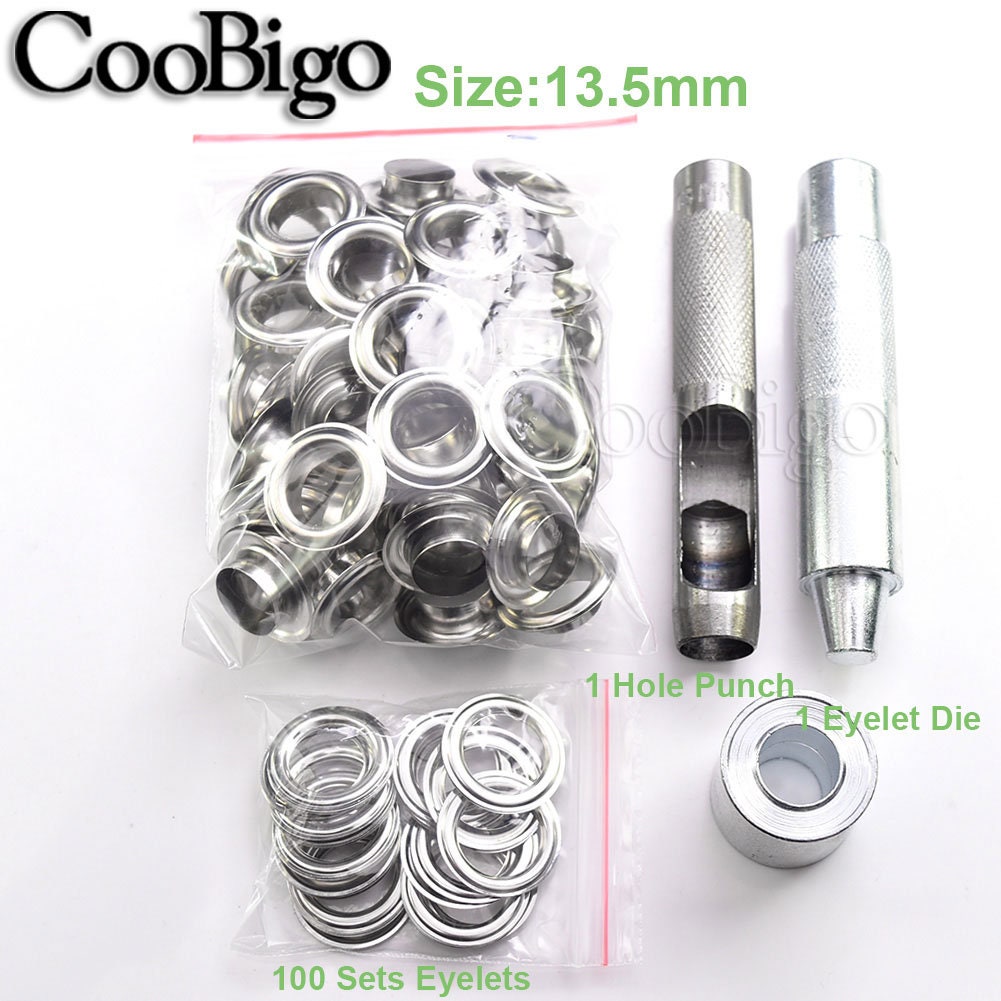 100X Dia.2mm~17mm Metal Eyelets With Grommet 3 Colors for Apparel ...