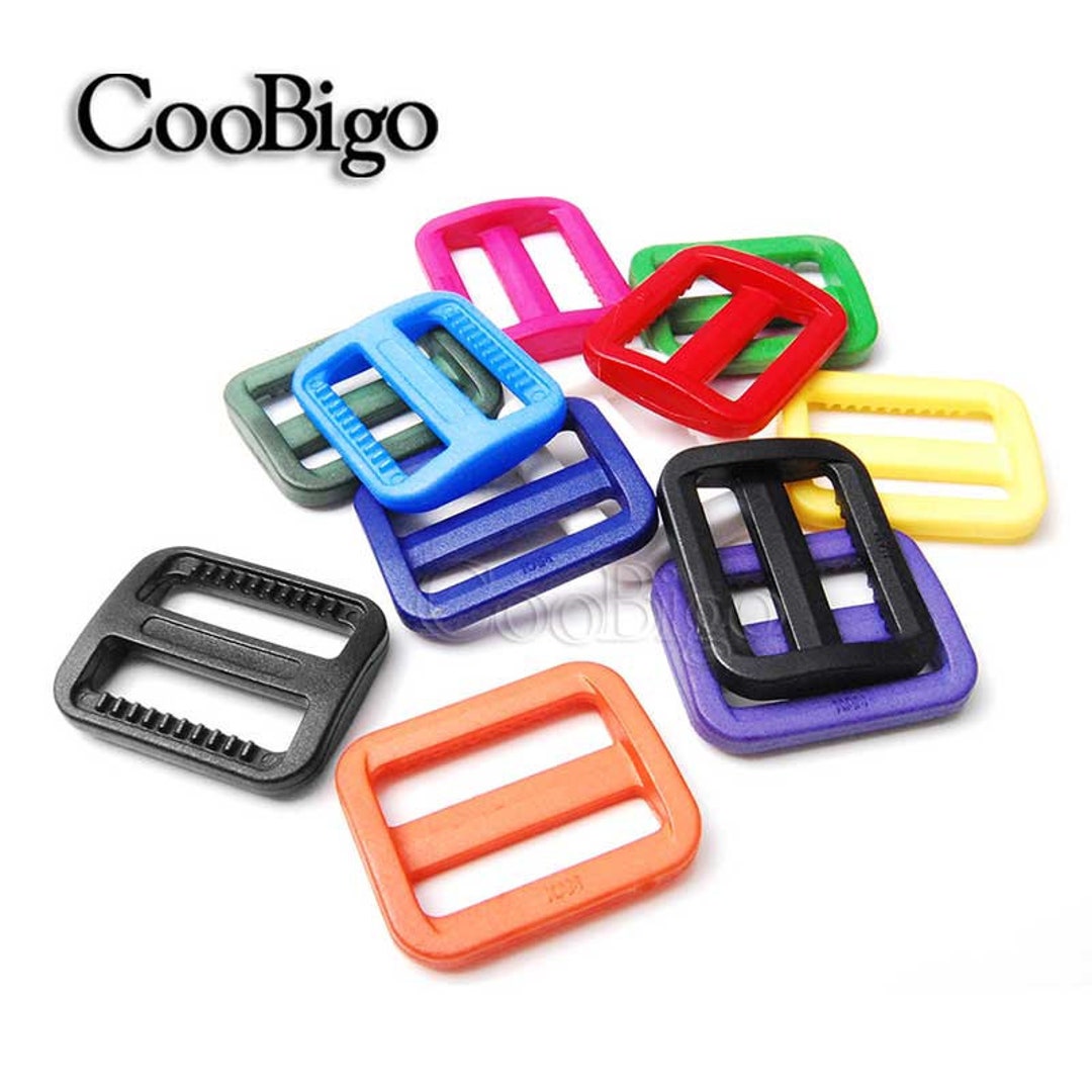 Assorted Colors 1"(25mm) Plastic Tri-glides Slider Adjustable Buckle ...