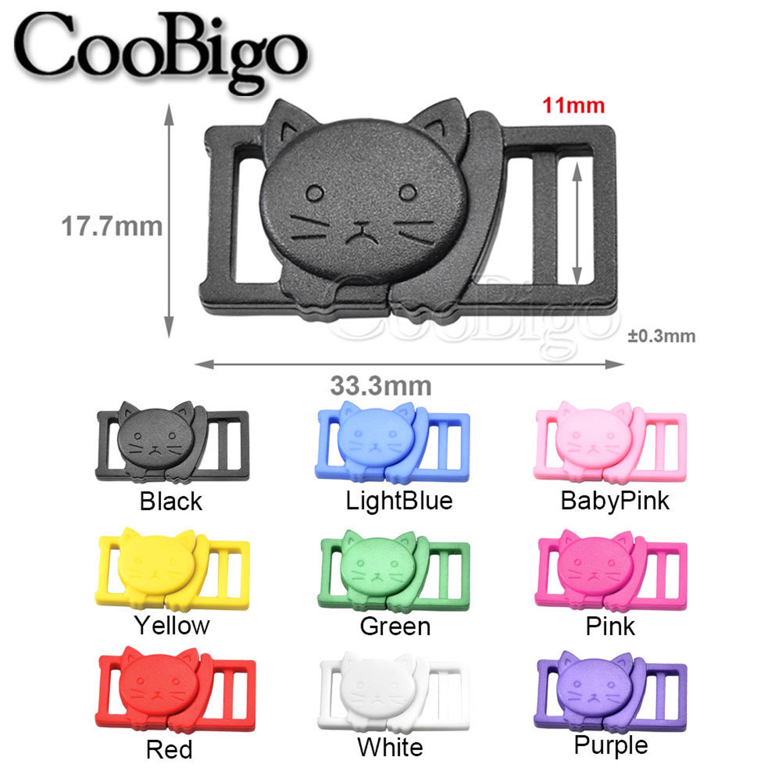 3/8" Cat-head Safty Breakaway Buckles Tri-glide Adjust Slider Buckles ...