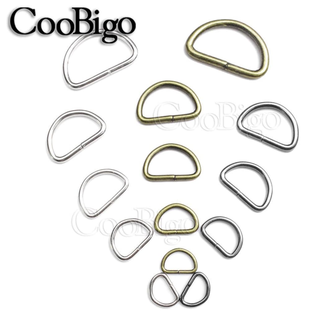 3/8" ~ 1" Metal Dee Ring D Shape Key Chain Buckle Webbing Backpack Bag ...