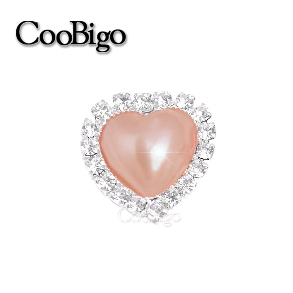 Colorido corazón falso perla Rhinestone botones para chica cabello boda ...