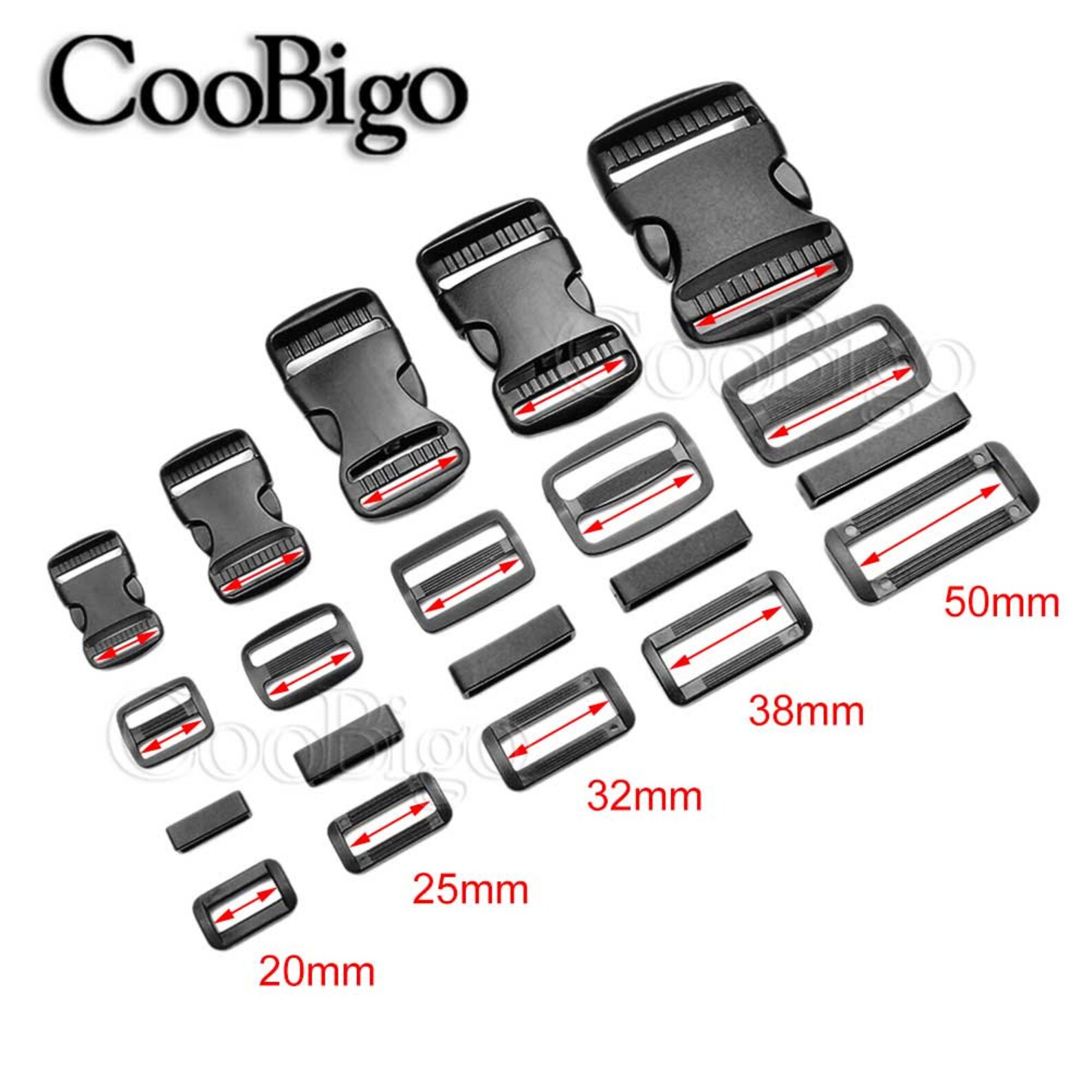 20mm 25mm 30mm 38mm 50mm Plastic Slider Adjustable Rectangle Ring Belt ...