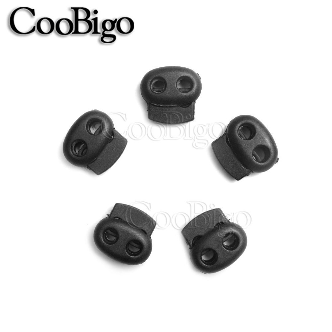 100pcs Plastic Mini Cord Lock Bean Toggle Stopper Rope Ends Clip Buckle ...