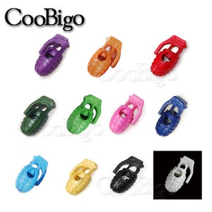 50x Assorted Colors Cord Lock Hand Grenade Shape Spring Stopper Rope ...