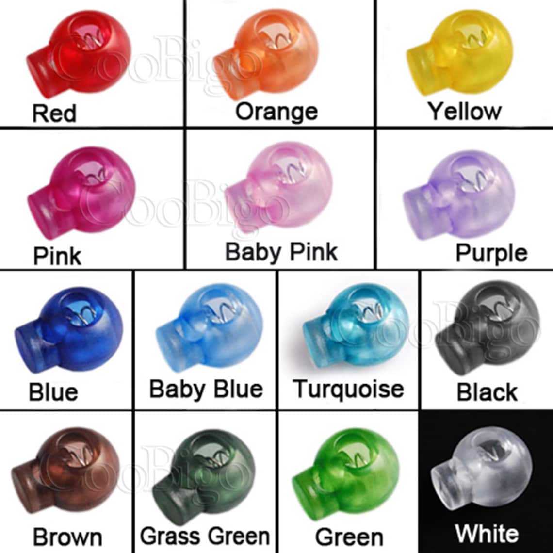 Plastic Cord Lock Stopper Round Ball Toggle Clamp Rope Ends Transparent ...