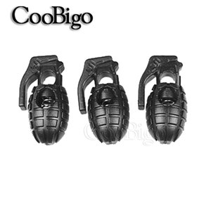 50x Black Plastic Cord Lock Hand Grenade Shape Spring Stopper Rope ...