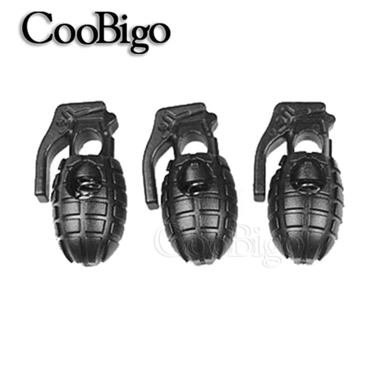50x Black Plastic Cord Lock Hand Grenade Shape Spring Stopper - Etsy
