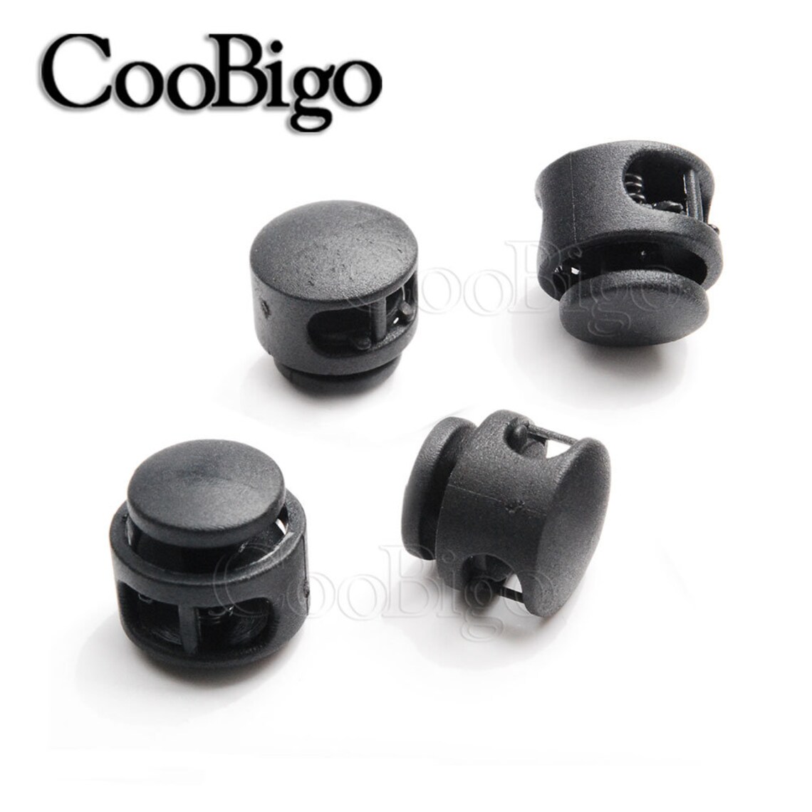 6mm Hole Cord Lock Ends Stopper Black 2 Hole Toggle Clip Shoelace Rope ...