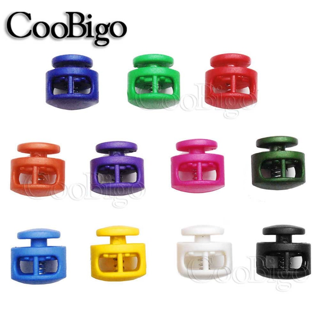 Cord Lock Stopper Spring Rope Clamp 2 Hole Toggle Clip 6mm Hole for DIY ...