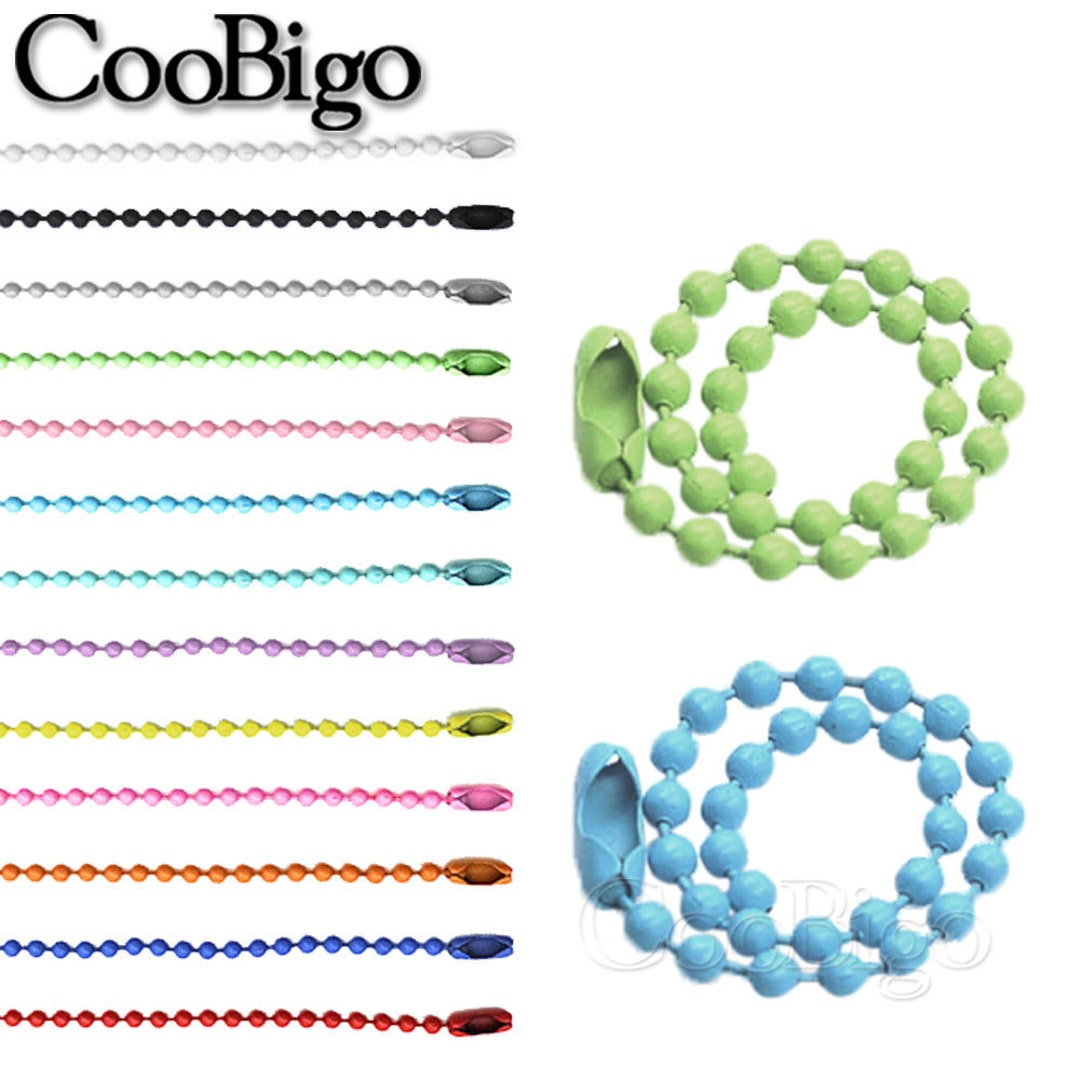2.4mm Metal Round Ball Chain With Connectors Clasp for DIY Key Ring Key ...