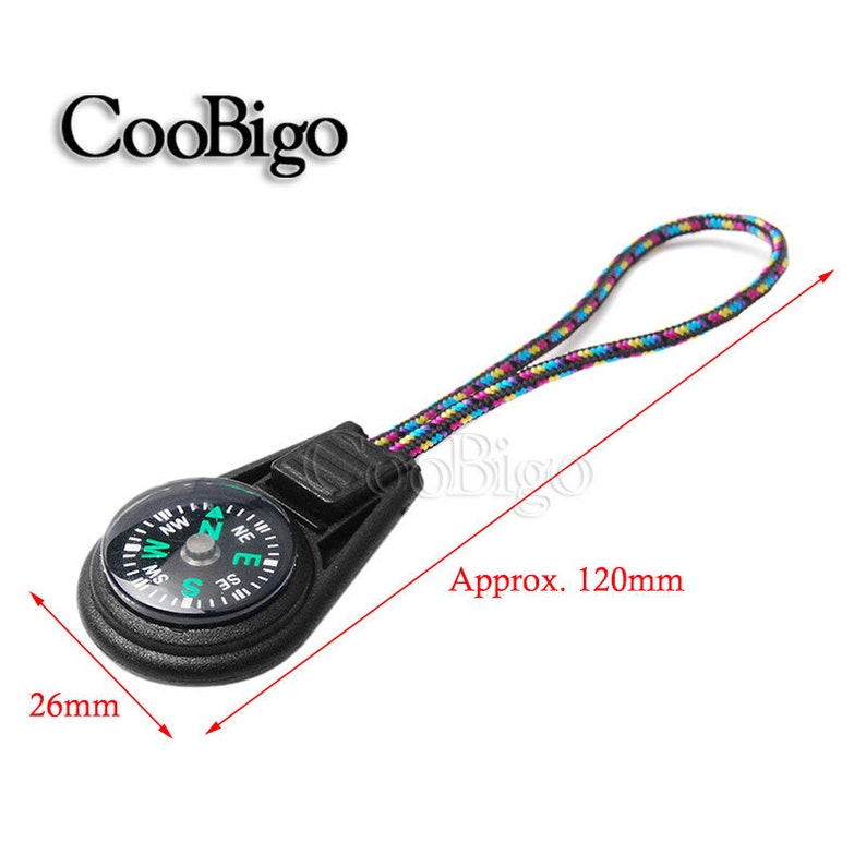 Muti-color Compass Zipper Pull Slider Backpack Bag Parts Camping Hiking ...