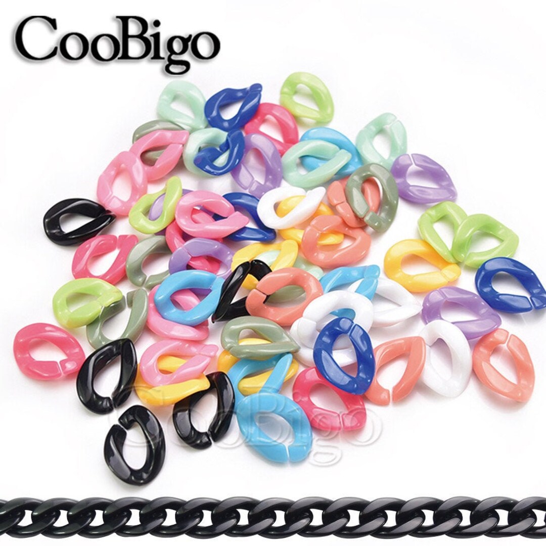 Acrylic Curb Chain Links Ring Link Open Ring DIY Mask Lanyard ...