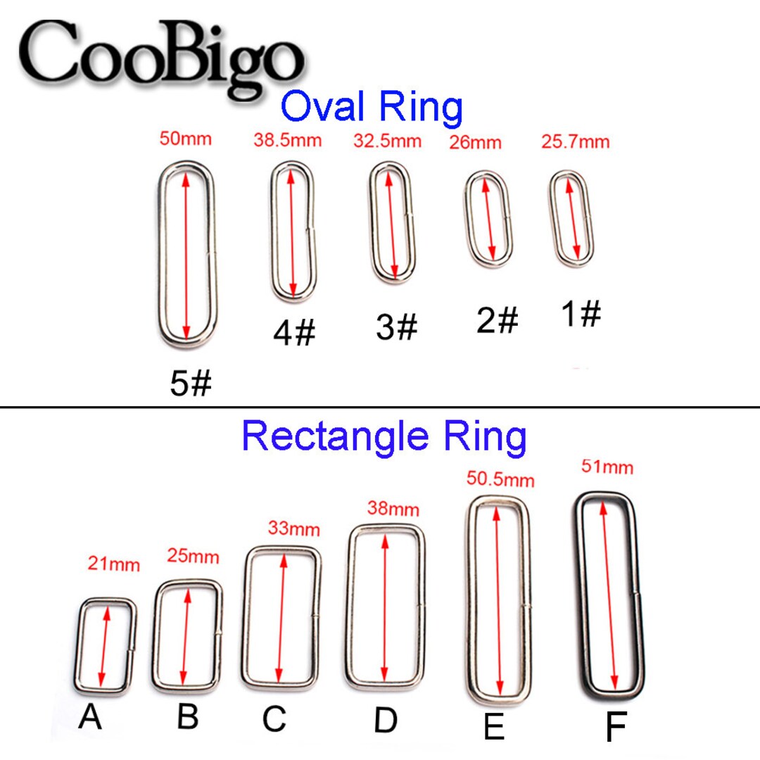 3/4''~2" Silver Metal Loop Oval O / D Ring Rectangle Ring Non-welded ...
