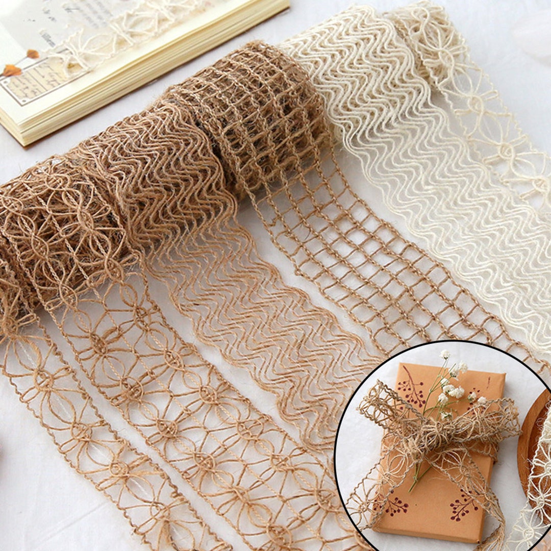 2 Meters Natural Jute Burlap Hessian Ribbon Hemp Rope Lace Trim Retro ...