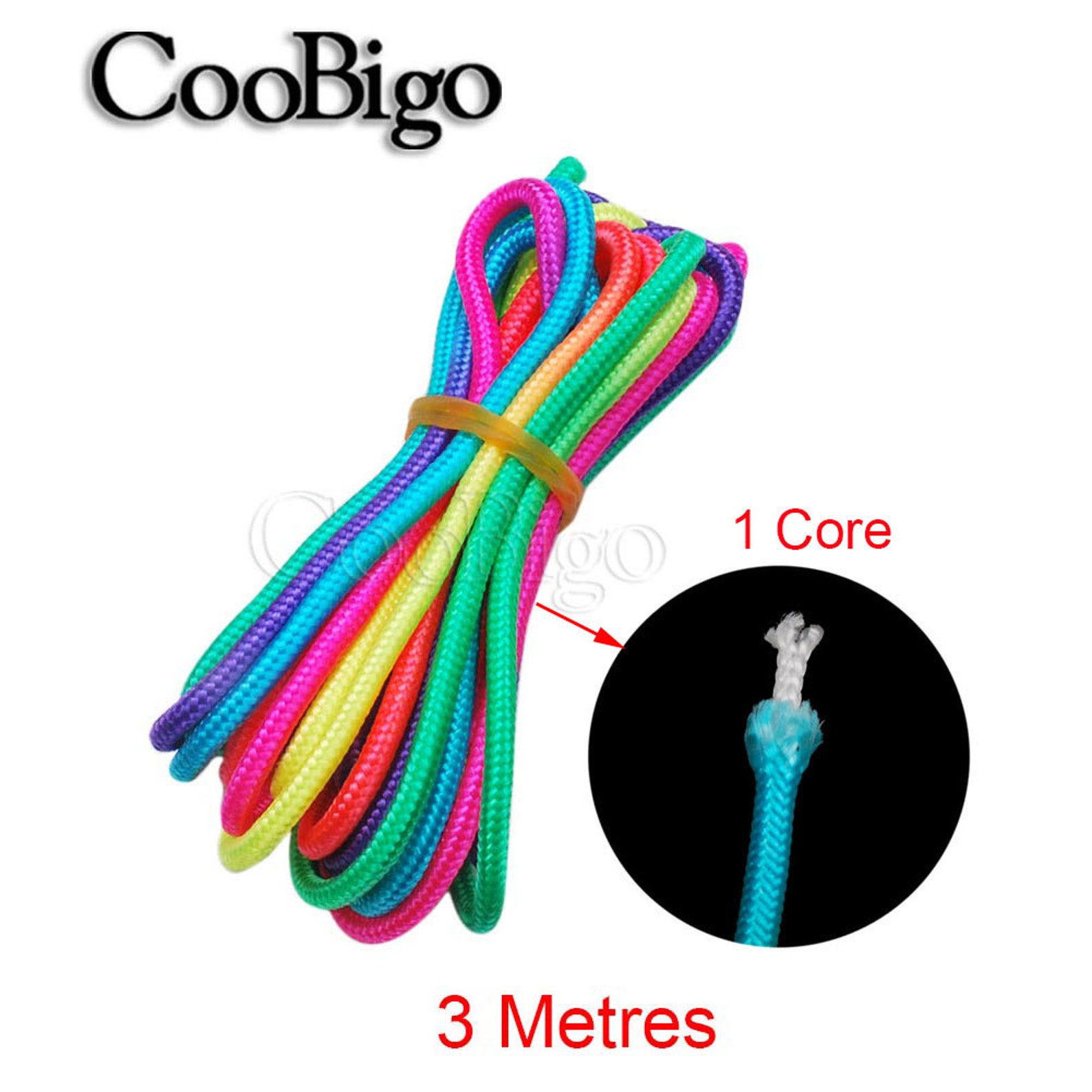 1x Dia.3mm Rainbow Paracord 1 Core Rope Parachute Cord DIY Bracelet ...