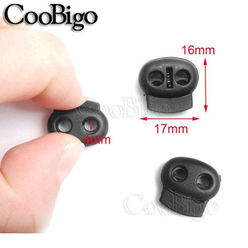 100pcs Plastic Mini Cord Lock Bean Toggle Stopper Rope Ends Clip Buckle ...