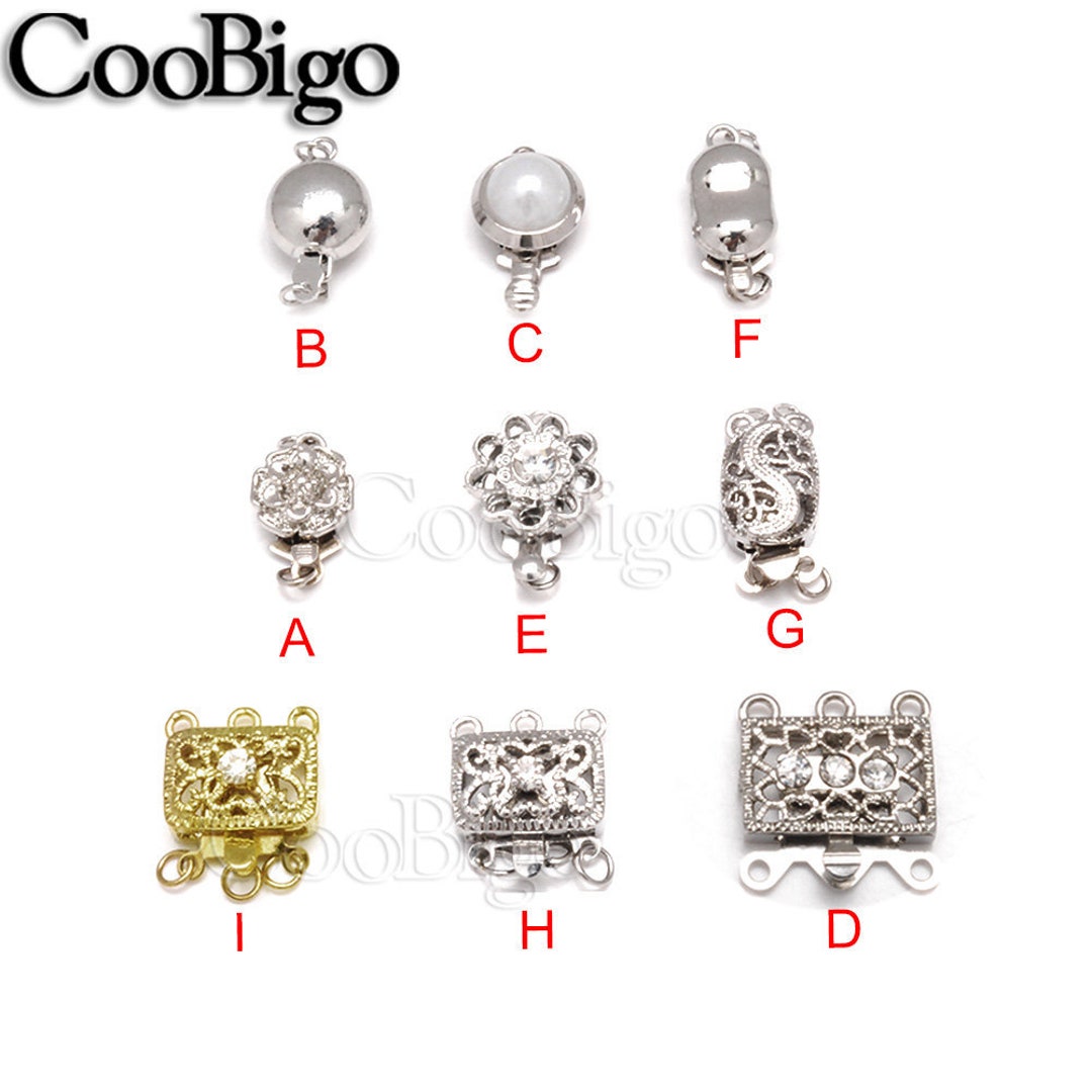 Charm Connector Box Clasp Clips Push Clasp Rhinestone Closure for ...