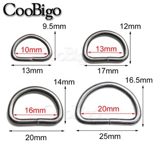 3/8" ~ 1" Metal Dee Ring D Shape Key Chain Buckle Webbing Backpack Bag ...
