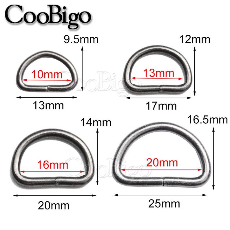 3/8" ~ 1" Metal Dee Ring D Shape Key Chain Buckle Webbing Backpack Bag ...