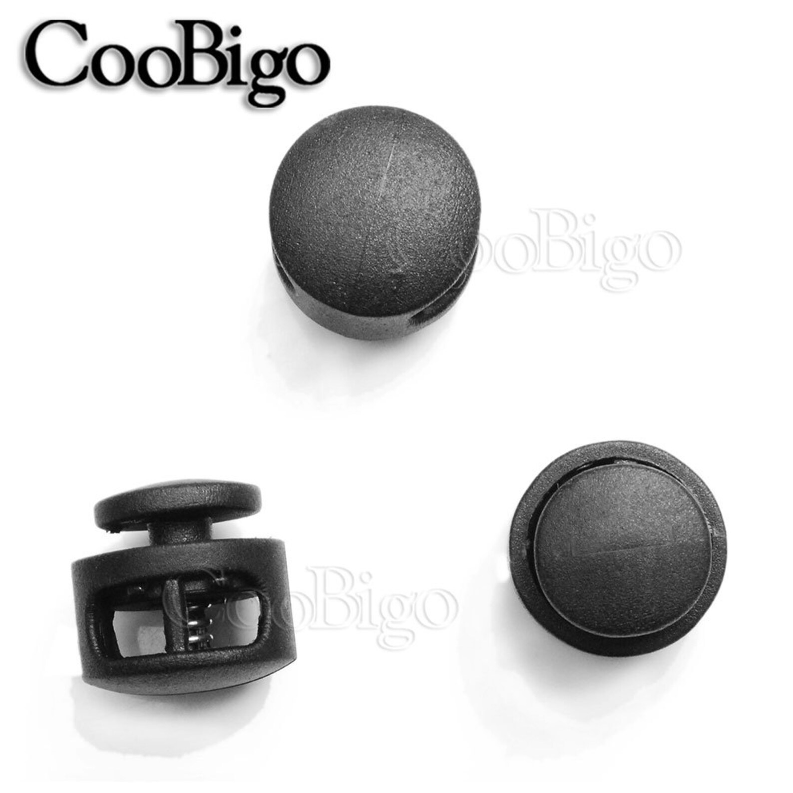 100x Cord Lock Ends Stopper Black 2 Hole Toggle Clip for DIY Face Mask ...