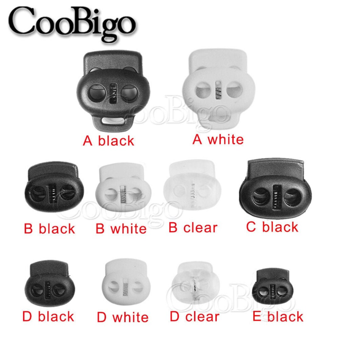 Plastic 2 Hole Cord Lock Stopper Bean Rope Ends Toggle Clip for DIY ...