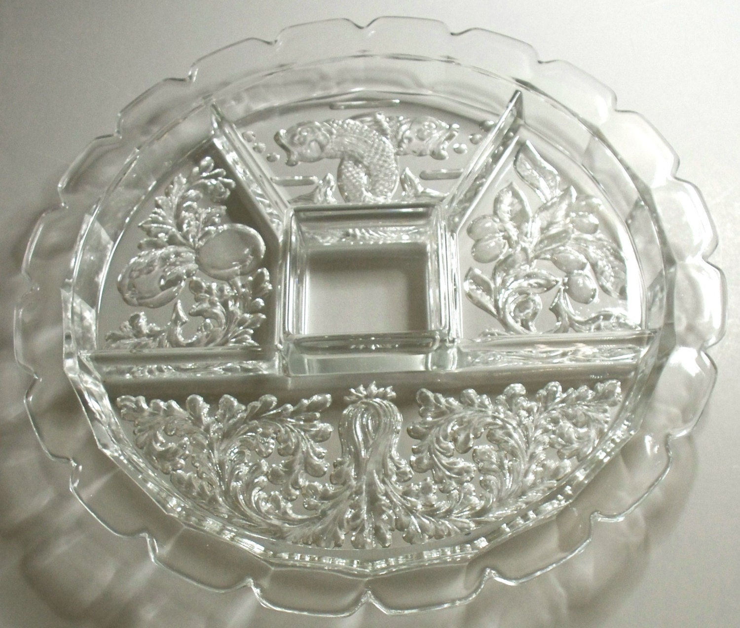 Clear Glass Divided Serving Dish Plate Vegetable Fruit Dip - Etsy Singapore