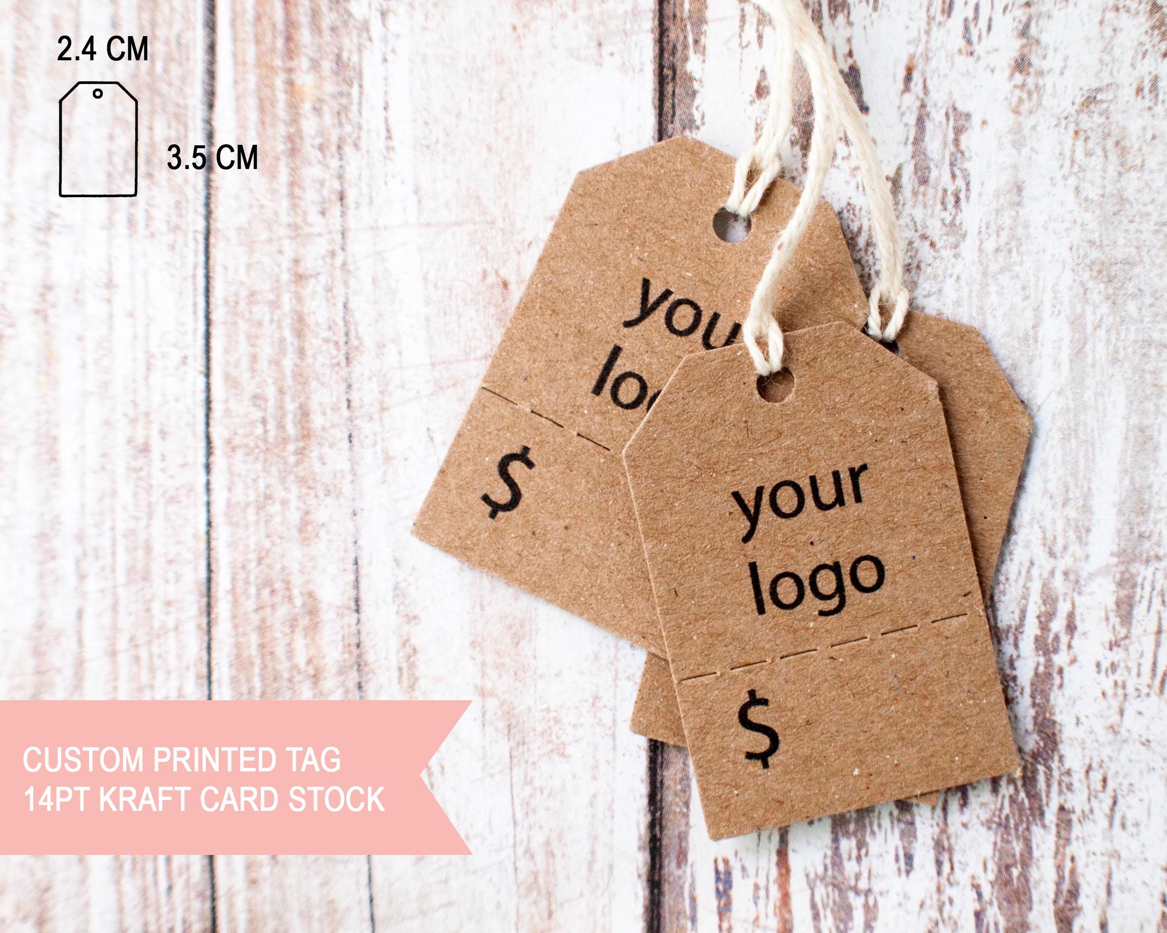 Custom printed 18pt kraft card stock small paper tag with | Etsy