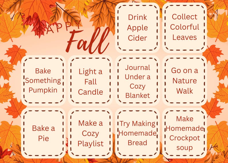Fall Solo Activity Passport Printable | Seasonal Autumn Fun & Self-care ...