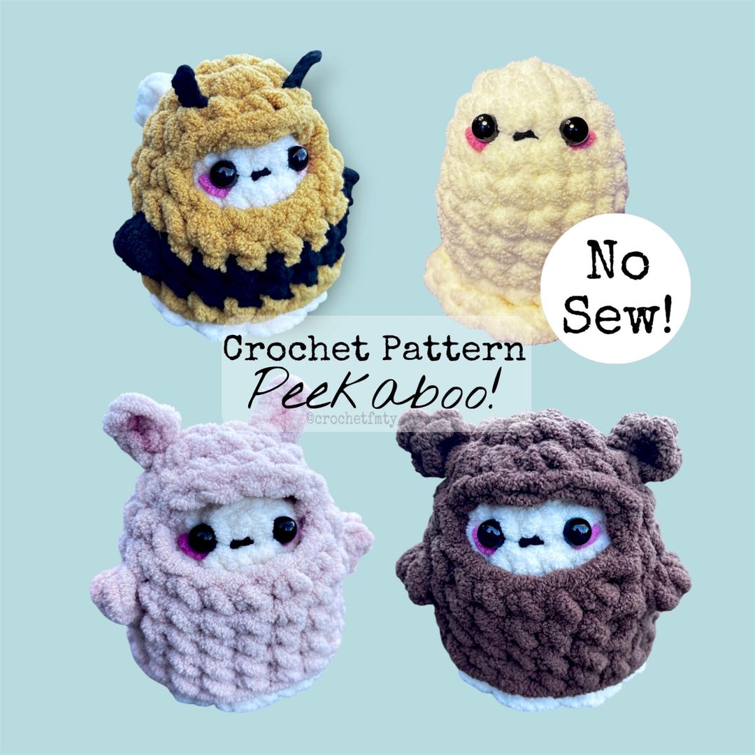 Peekaboo the Timid Ghost, No Sew. Crochet PATTERN 3 Costumes, Bunny ...