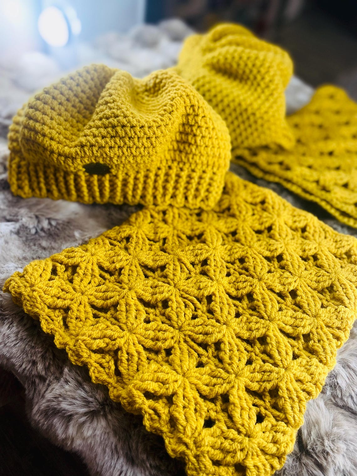Mustard Yellow Snood/neck Warmer, and Beret Hat Set - Etsy