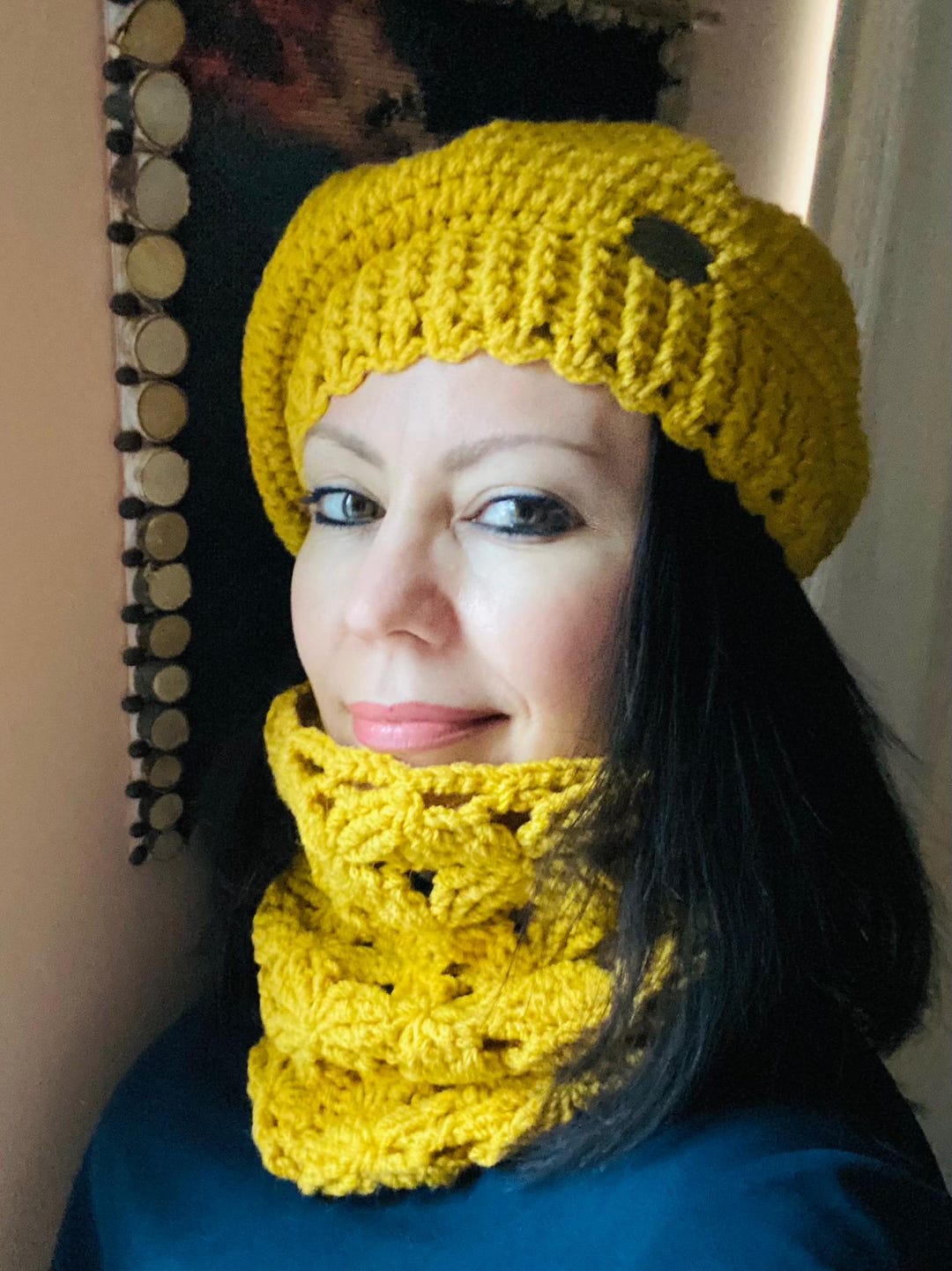 Mustard Yellow Snood/neck Warmer, and Beret Hat Set - Etsy