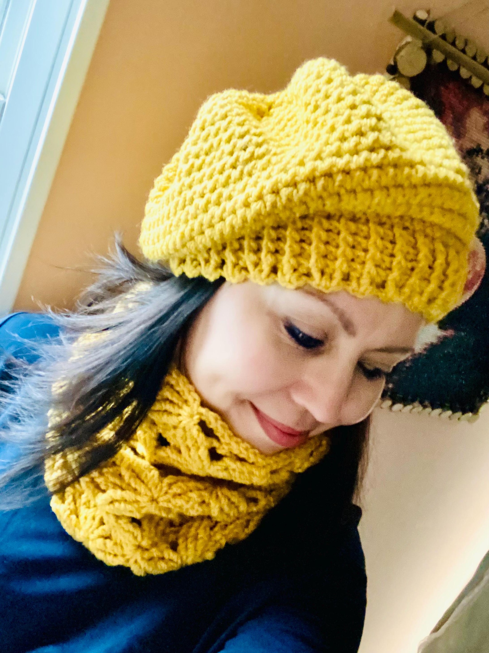 Mustard Yellow Snood/neck Warmer, and Beret Hat Set - Etsy