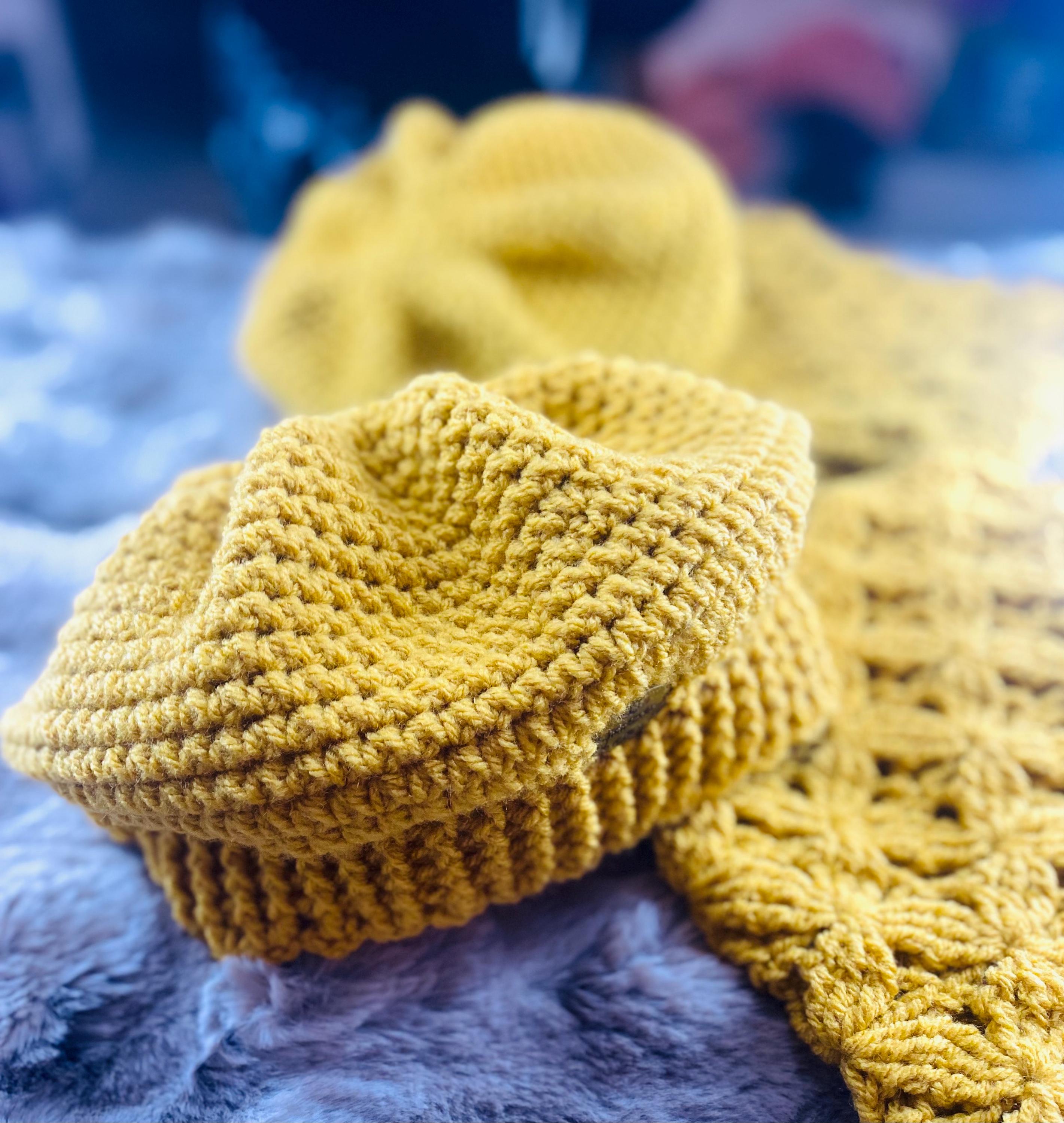 Mustard Yellow Snood/neck Warmer, and Beret Hat Set - Etsy