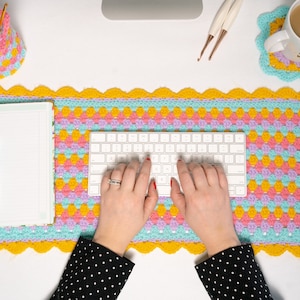 Granny Stripe Crochet Desk Set Pattern | Make A Desk Mat, Coaster ...