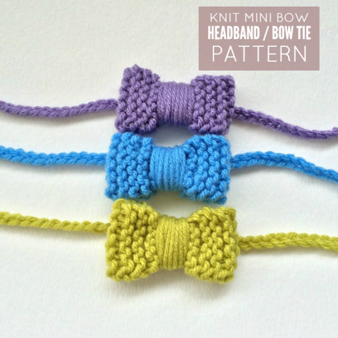 Knit Mini Bow Headband / Bow Tie Pattern PDF DOWNLOAD, Bow Headband ...