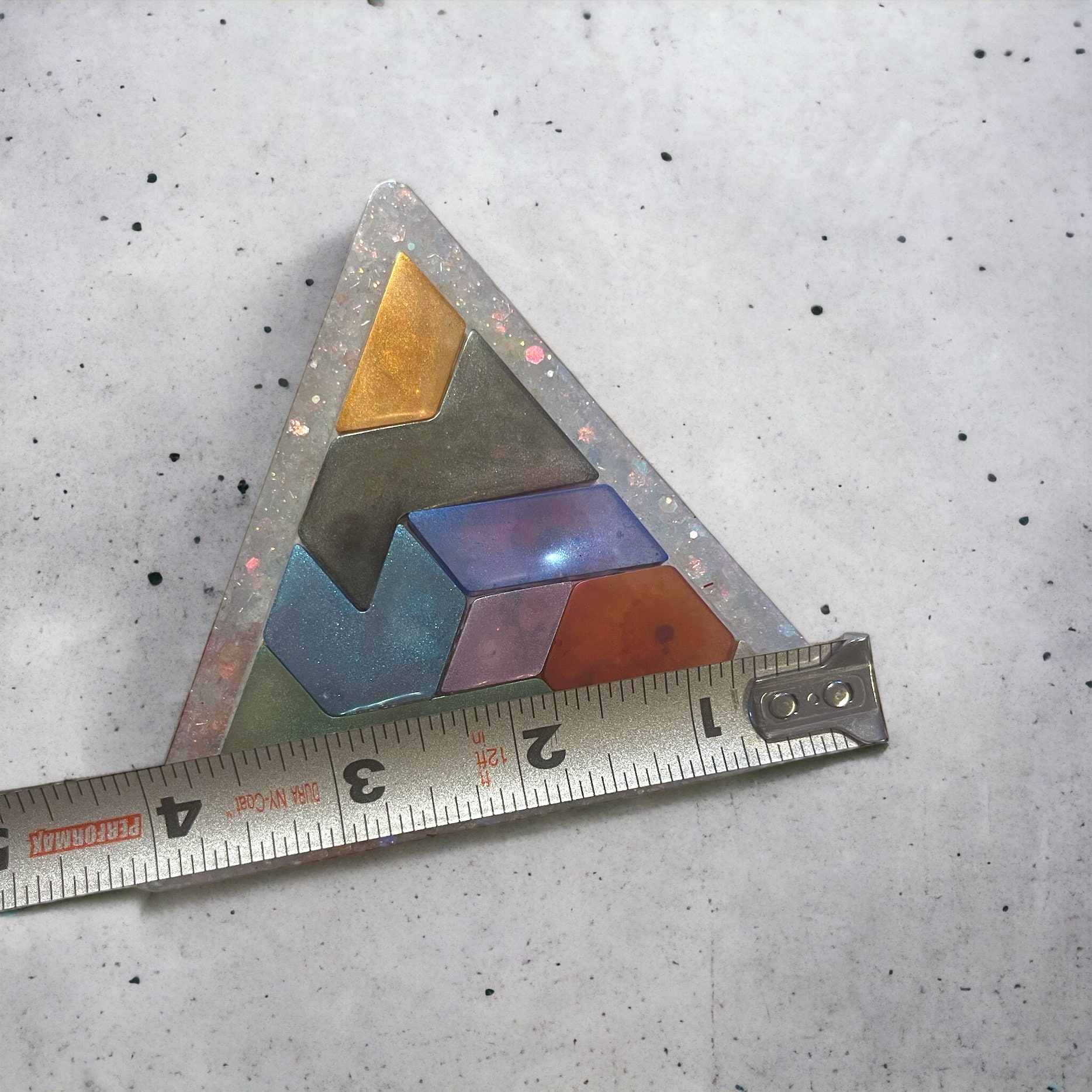 Triangle Puzzle Game, Floral, Block Colors Resin, Travel Game, Mind ...