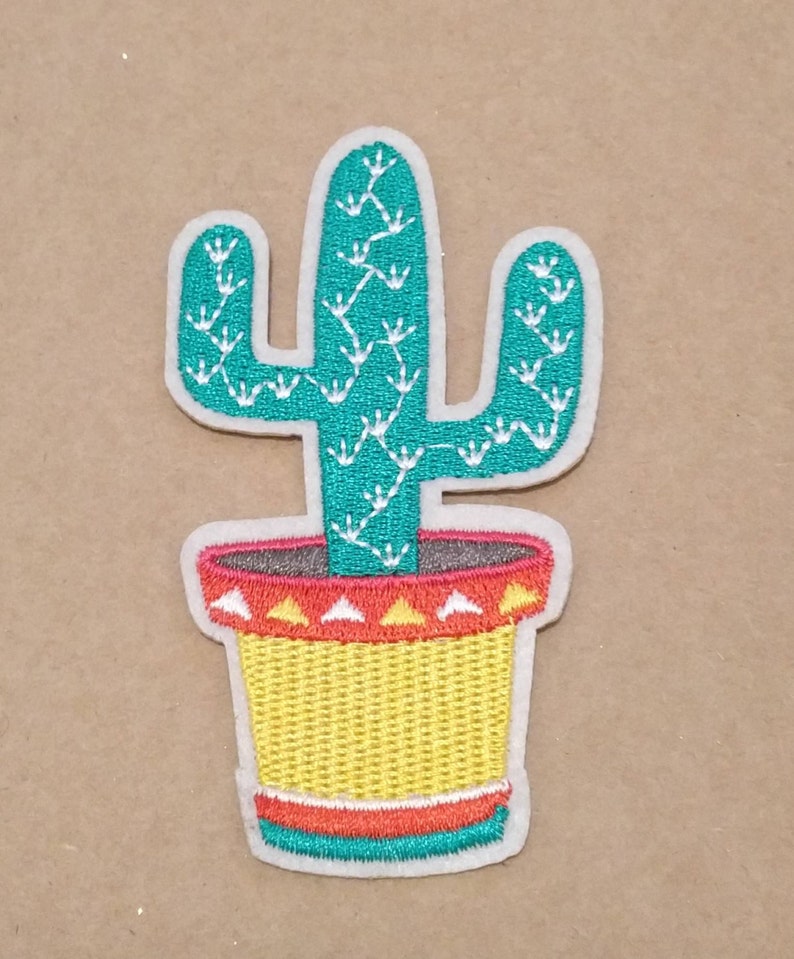 Cactus Succulent Pot Plant Saguaro Iron On Patch Etsy