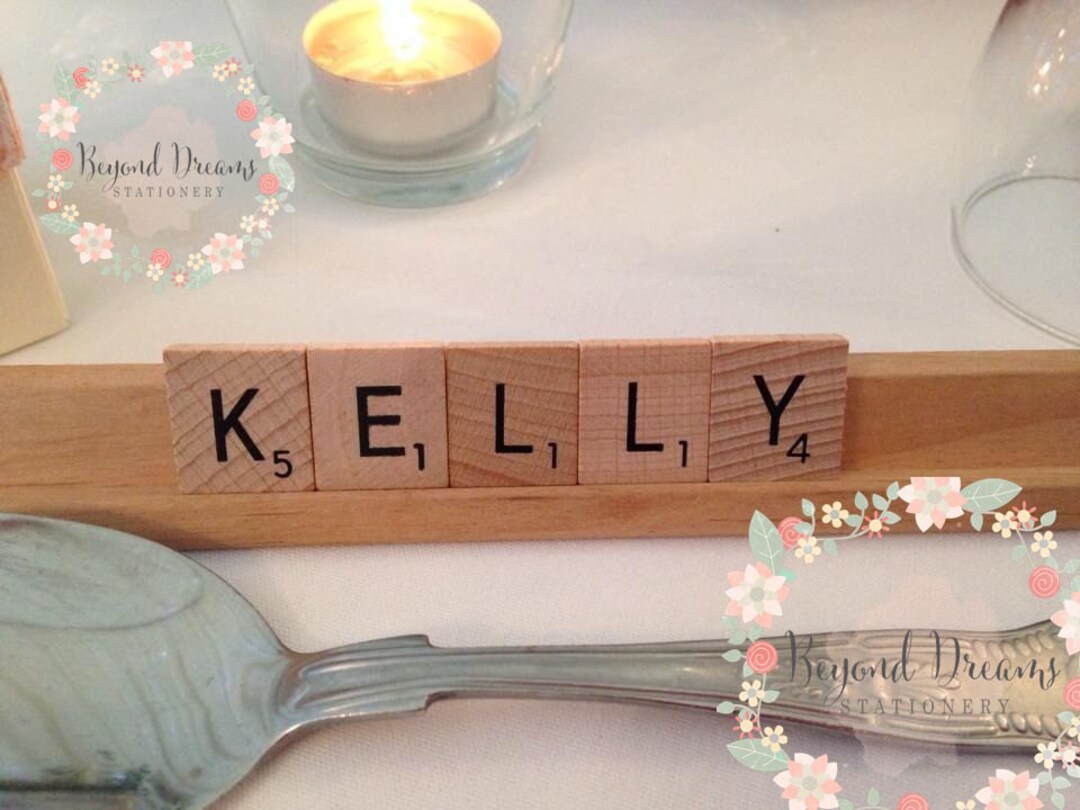 Personalised Wooden Scrabble Rack and Scrabble Letters Tiles Choice of ...