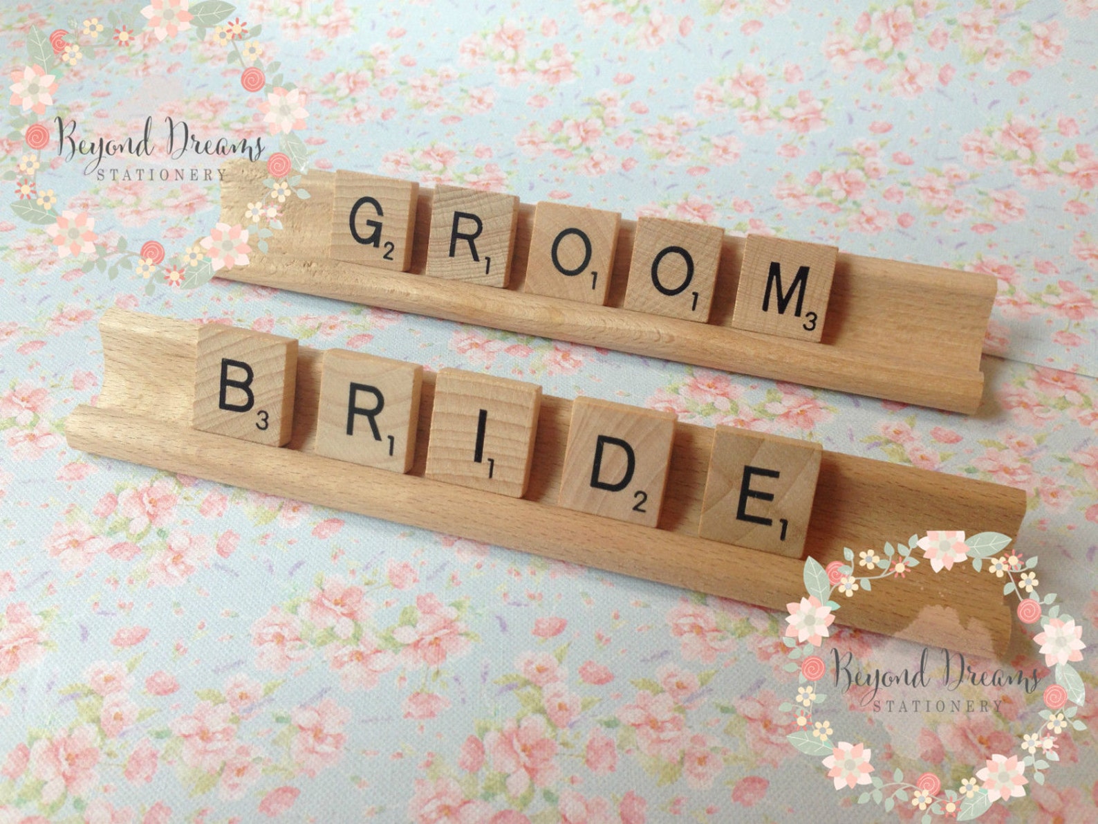 Personalised Wooden Scrabble Rack and Scrabble Letters Tiles Choice of ...