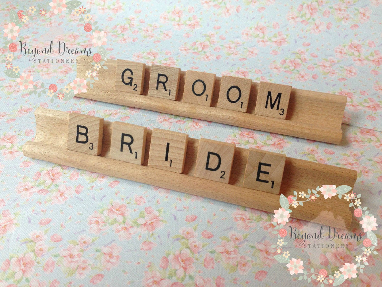 Personalised Wooden Scrabble Rack and Scrabble Letters Tiles Choice of ...