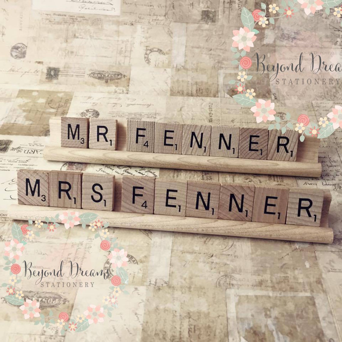 10 Personalised Wooden Scrabble Racks and Choice of Scrabble | Etsy UK