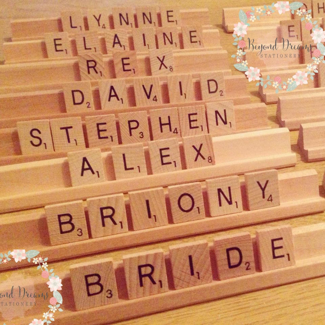 10 Personalised Wooden Scrabble Racks and Choice of Scrabble Letter ...