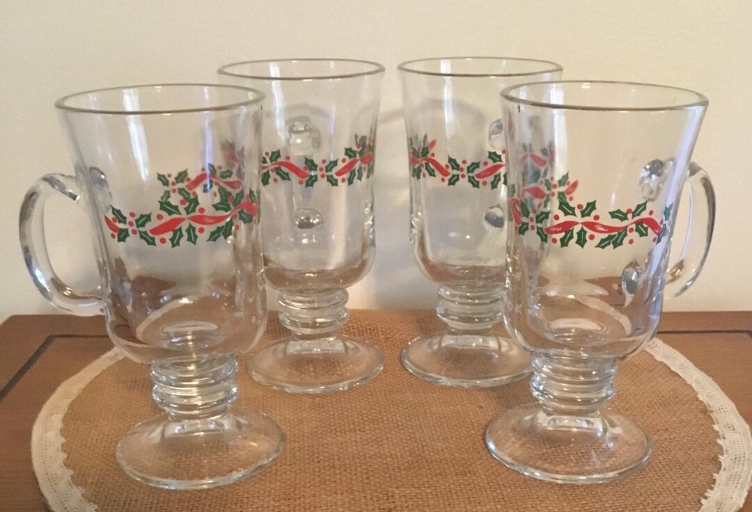 Arbys Holly Berry Irish Mugs, Egg Nog, Punch Mugs, Gold Rim Set of 4 ...