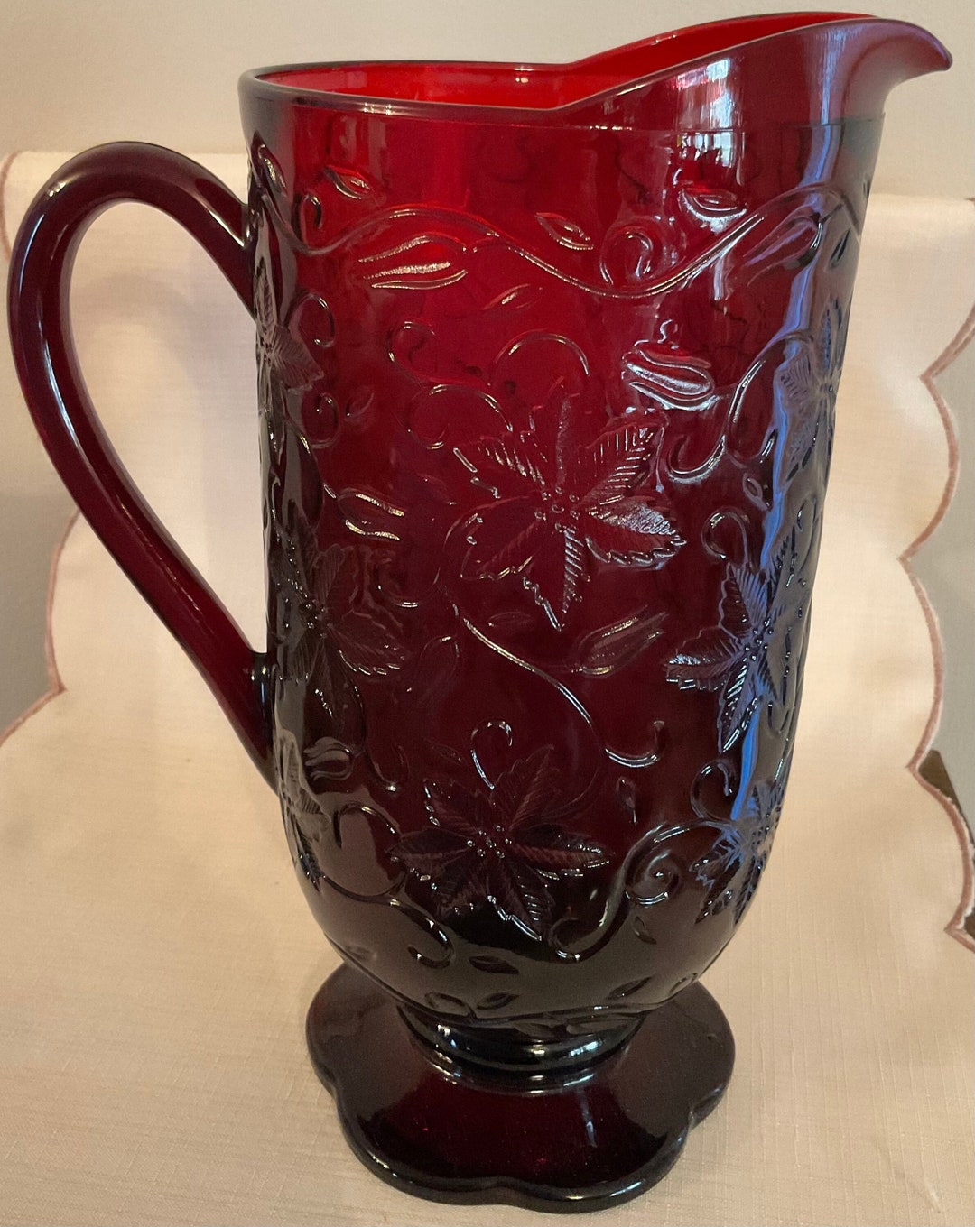 Princess House Fantasia Ruby Red Crystal Pitcher - Etsy